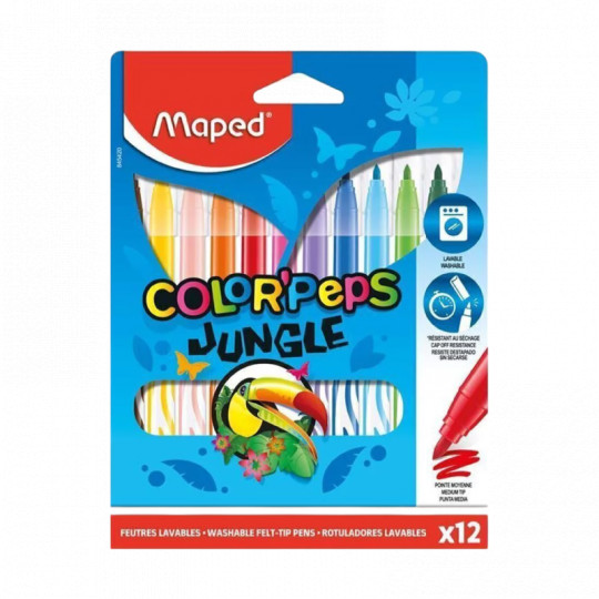 MARCADOR ESCOLAR COLOR PEPS JUNGLE 12 UNIDES